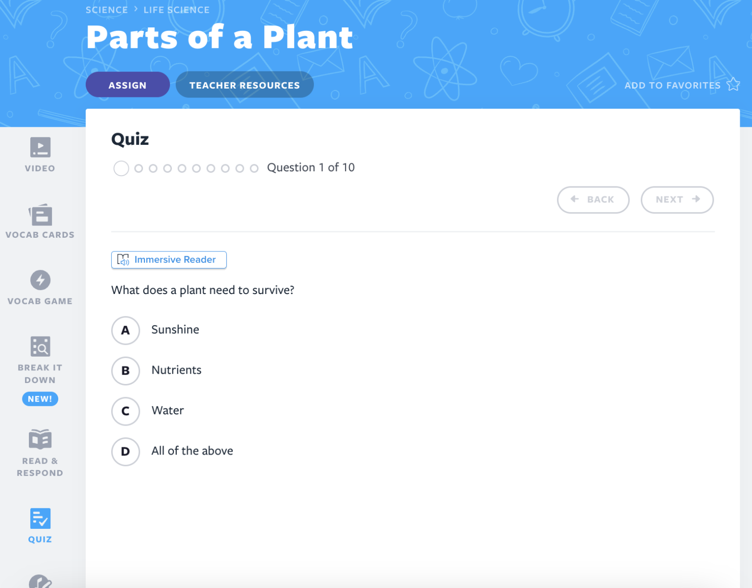 Parts of a Plant Quiz activity - The Flocabulary Blog